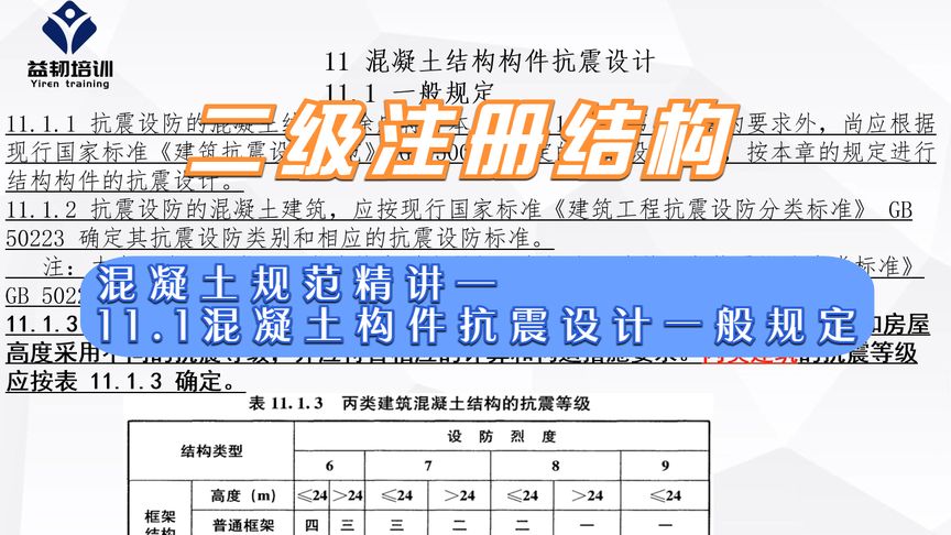 【二级注册结构】混凝土规范—11.1 混凝土构件抗震设计一般规定