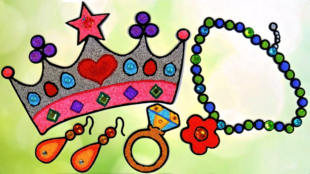 简笔画DIY:彩色公主皇冠和钻石戒指项链耳环,让你变身小公主!