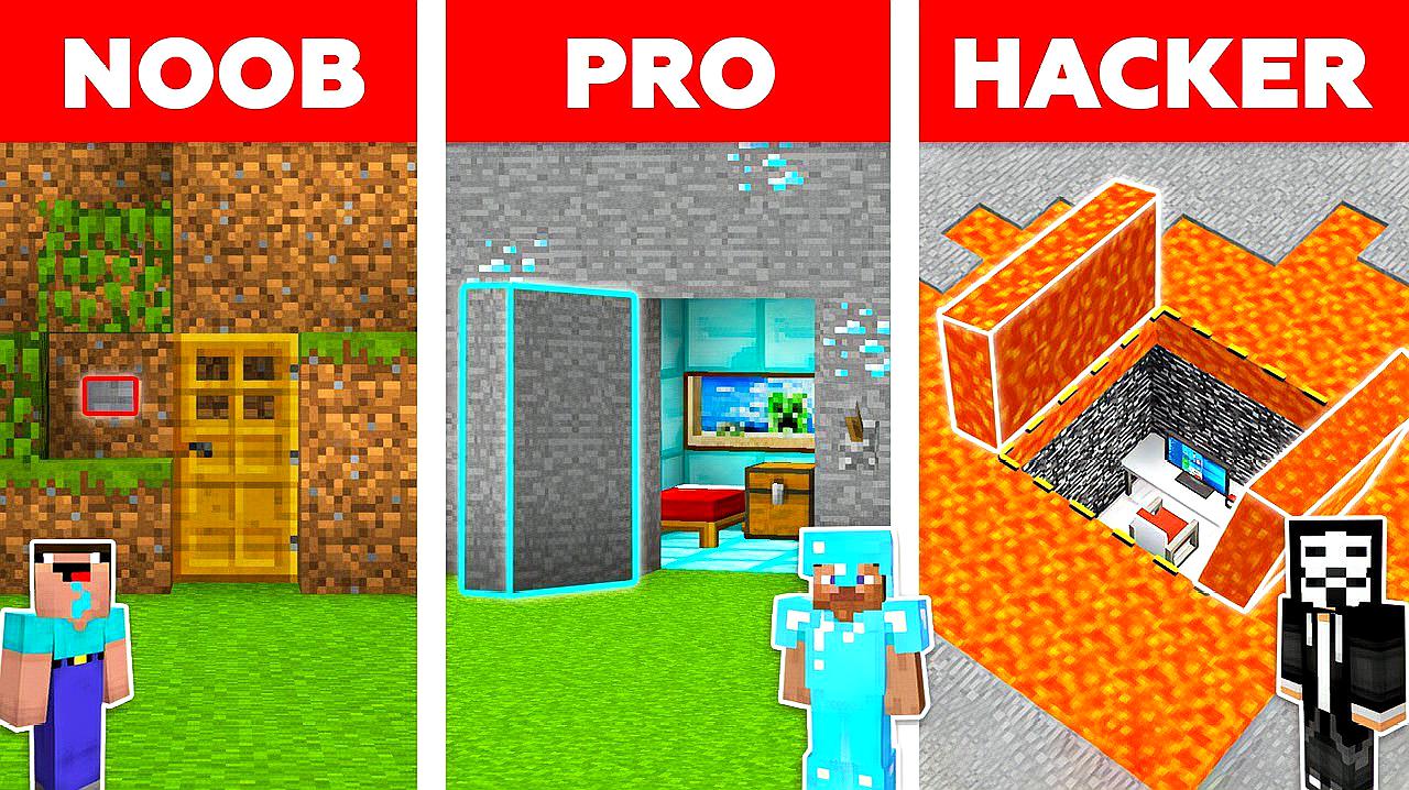 MC动画:建造隐藏房屋,高手不愧为红石达人,菜鸟VS高手VS黑客