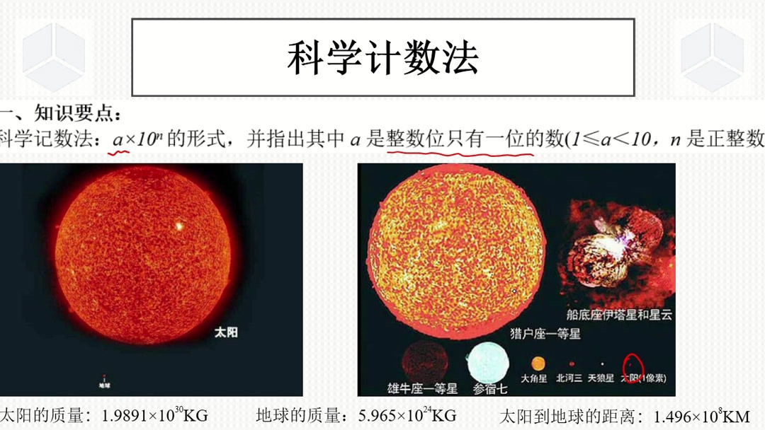 七年级上册数学,科学计数法,学完后感觉离科学家的理想更近了