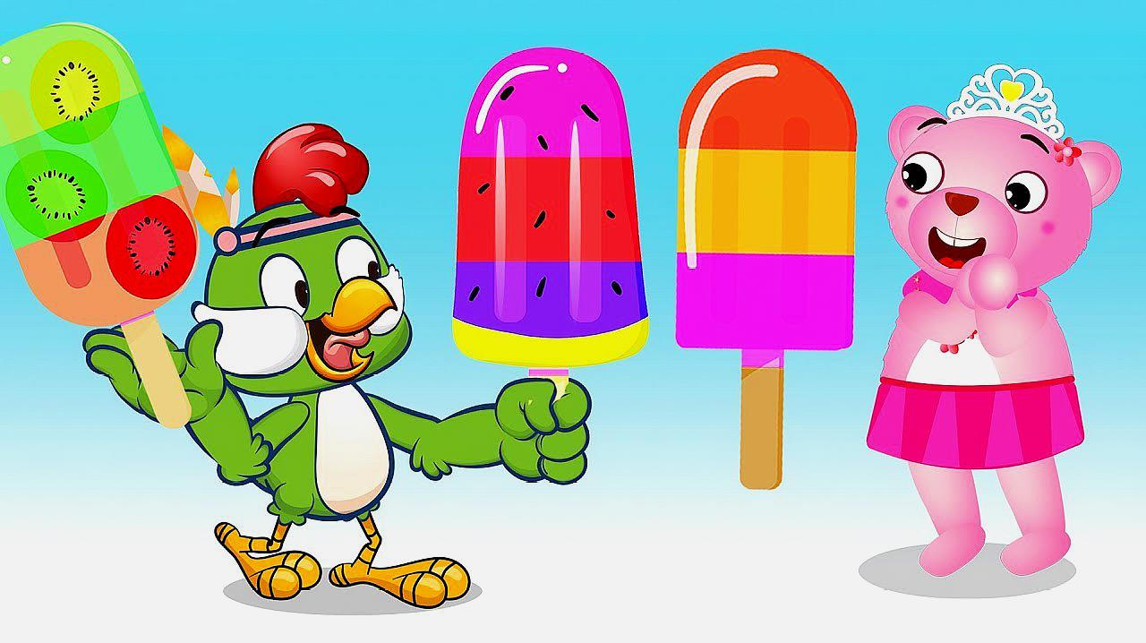 儿童卡通片:可爱小鸡脑洞大开制作水果冰淇淋