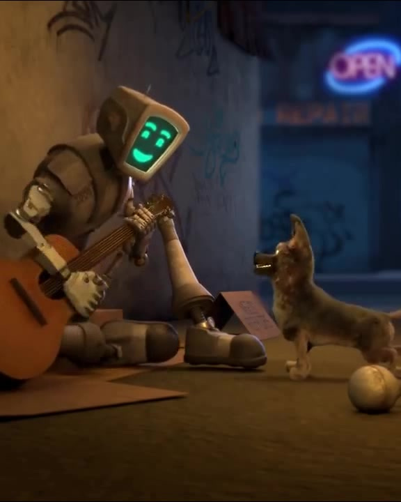 动画短片,巷子里的机器人和狗!