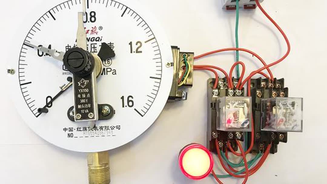 电接点压力表自动控制电路,运行演示,接线步骤,工作原理