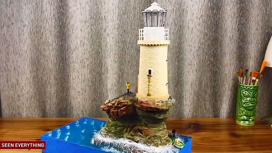 用木板制作海上灯塔,看到做好的成品,简直太唯美了