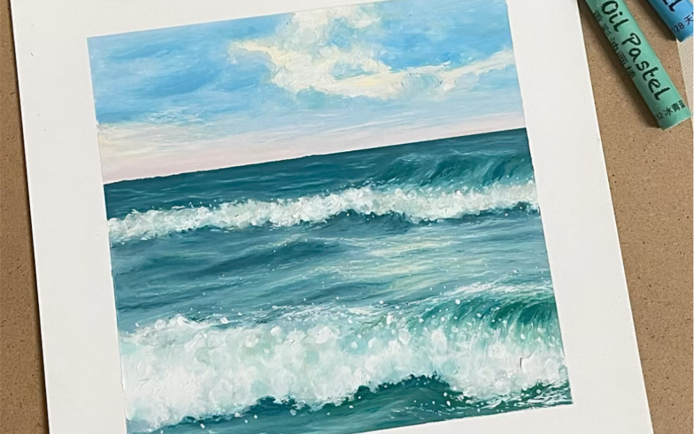 油画棒|蓝色治愈系大海(视频教程来啦)