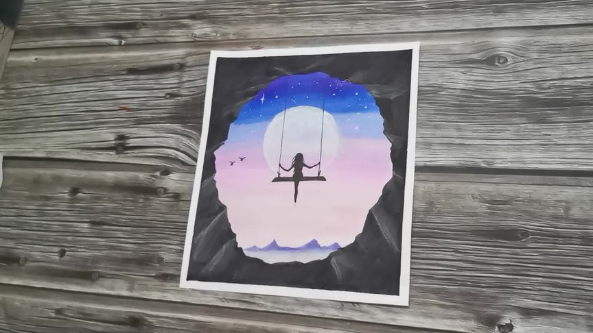 美术生手绘美女秋千图,马克笔教程太简单,只需几只笔轻松画出