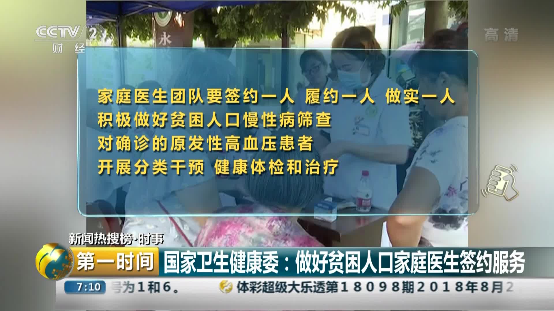 国家卫生健康委:做好贫困人口家庭医生签约服务
