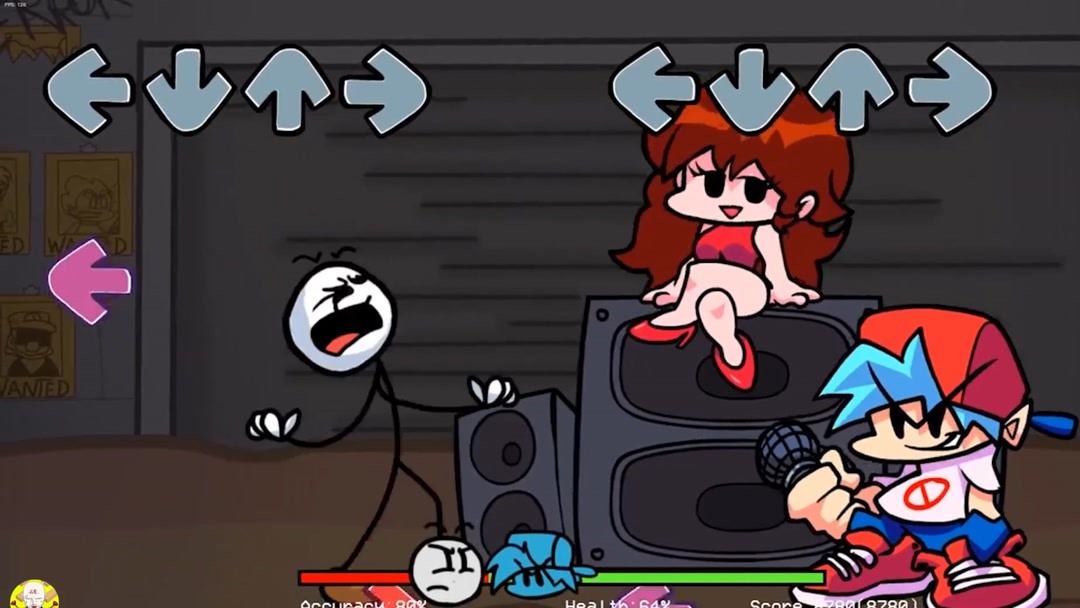 FNF周五夜放克:火柴人亨利挑战男朋友,实力不佳带上痛苦面具!