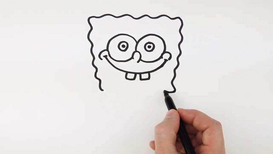 儿童卡通绘画教程:海棉宝宝自画像,一只可爱的海棉宝宝