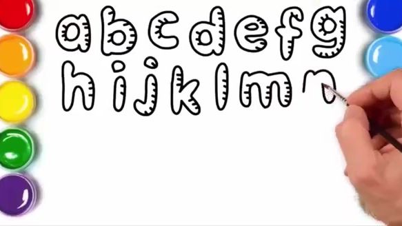 亲子涂色简笔画:英文字母表学习