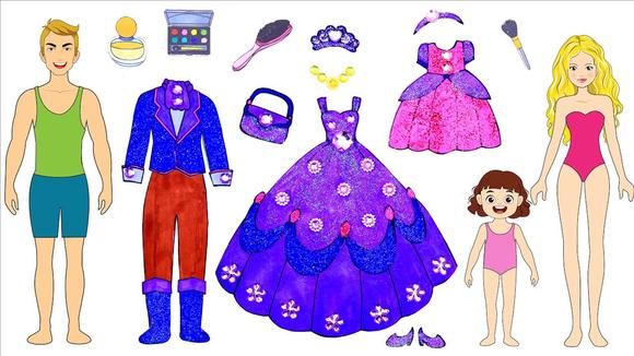 创意剪纸画:芭比一家收到一份皇家舞会的邀请函,来设计礼服吧!