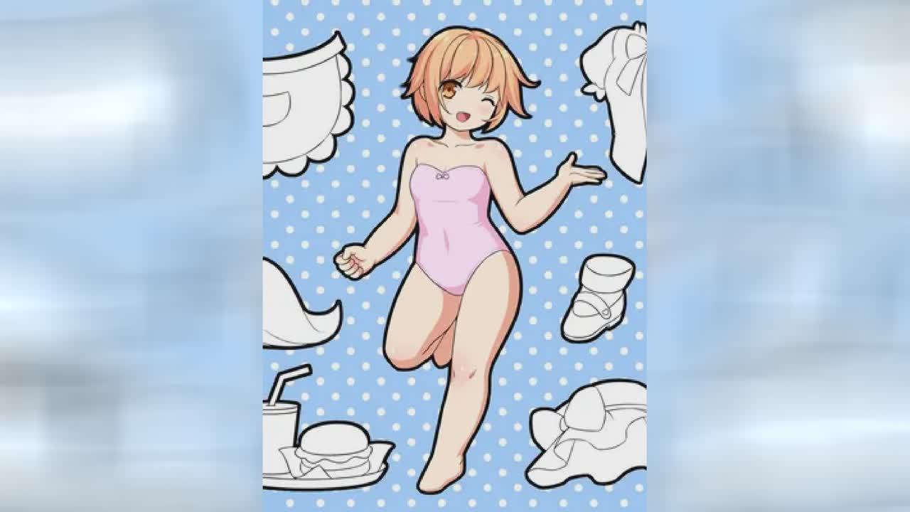 给咖啡店小女仆的工作服画上漂亮的颜色,给她穿上试试看?纸娃娃换装...