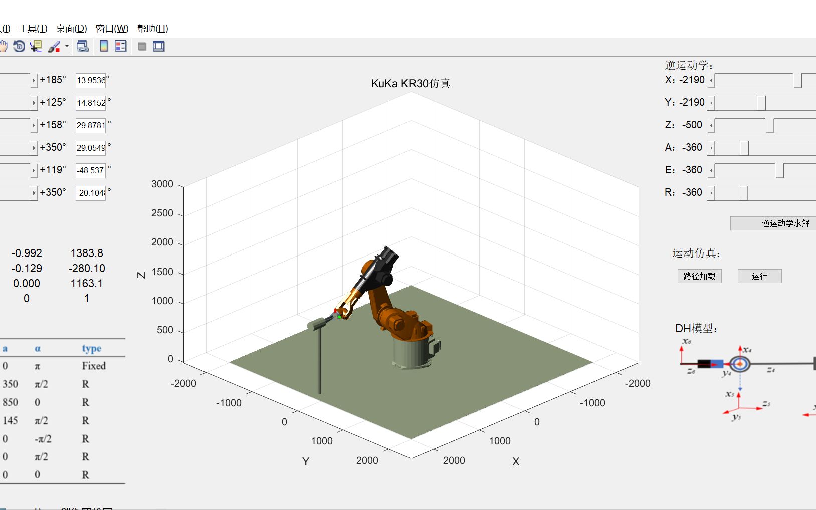 六轴工业机器人打磨过程_运动学_Matlab仿真