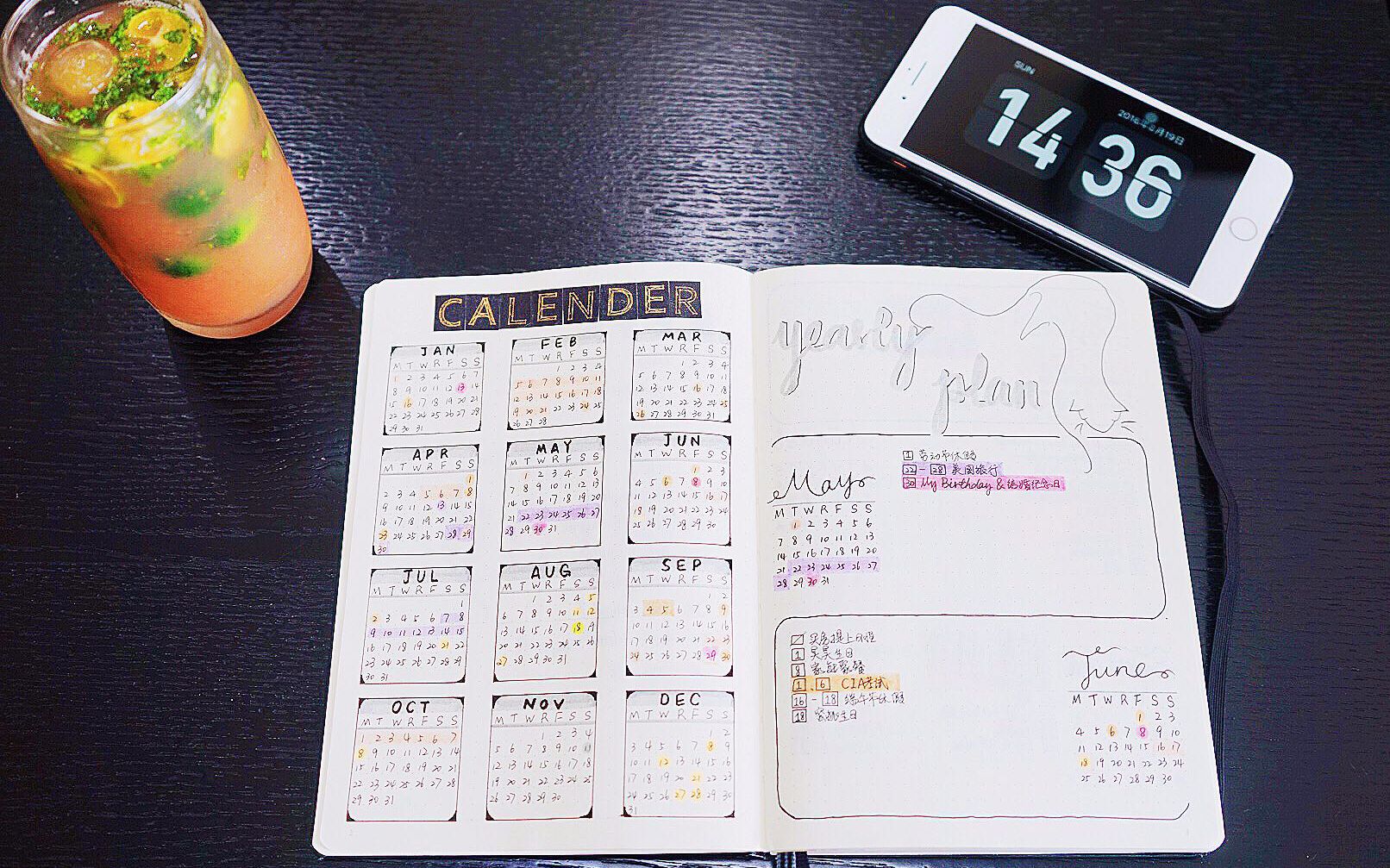 【Bujo手帐】如何设置一本新Bujo(新子弹日记的年计划设置翻翻看)+...