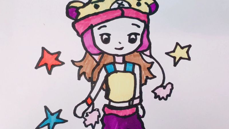 动漫卡通人物画,酷酷的小姑娘