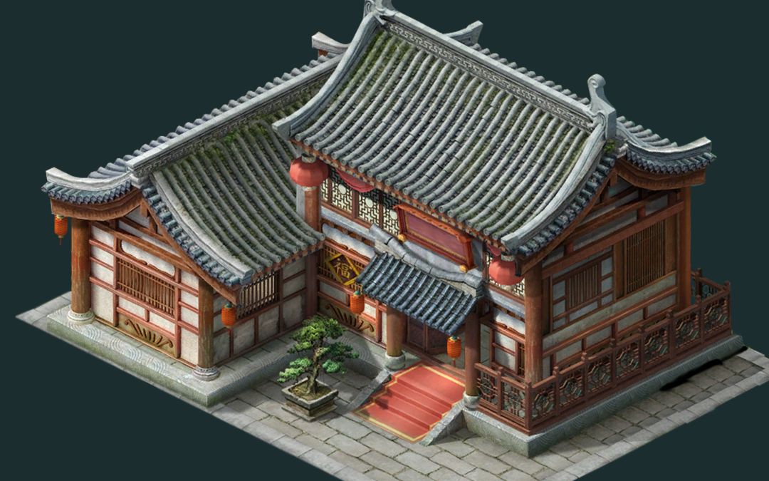 【3Dmax场景建模】次时代游戏场景古风建筑房子模型制作