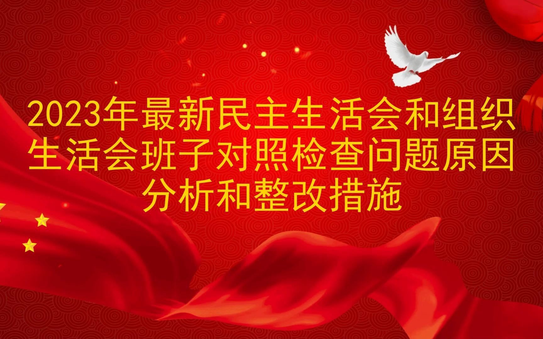 2023年最新民主生活会和组织生活会班子对照检查问题原因分析和...