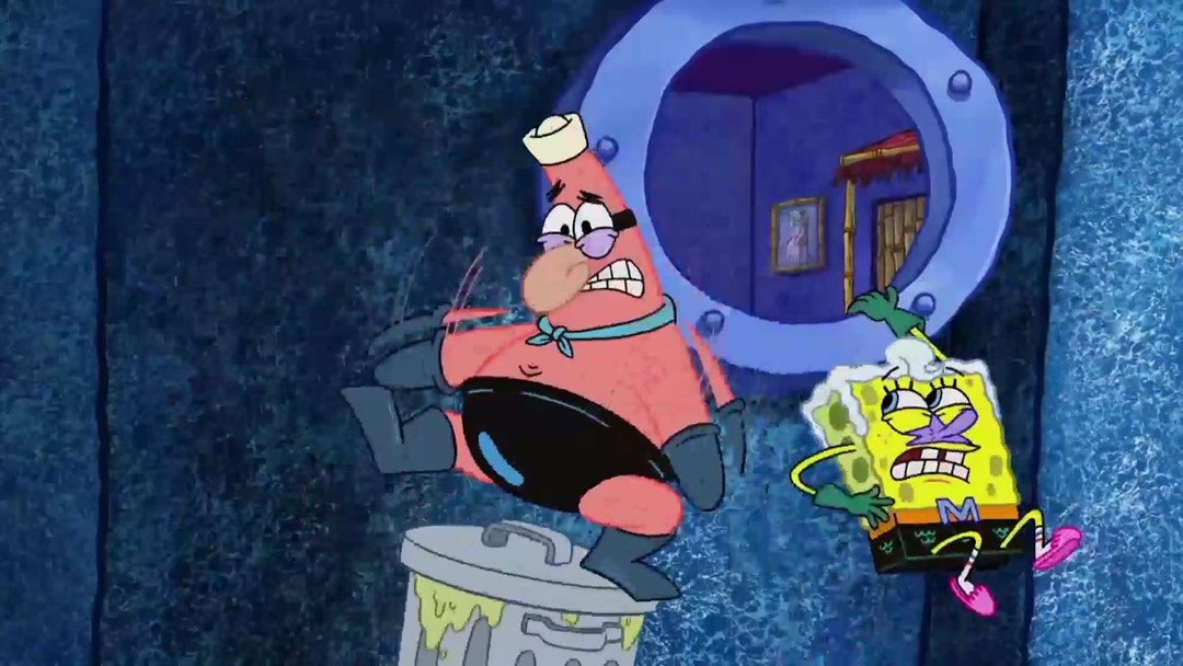 调皮派大星掀翻垃圾桶 海绵宝宝