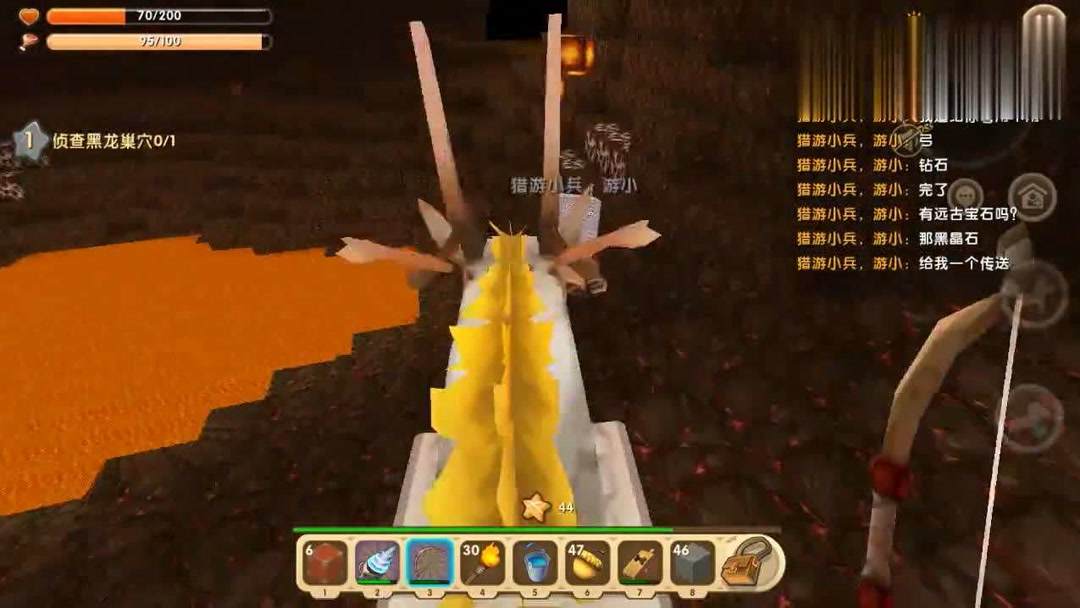 迷你世界联机和小伙伴到地狱玩耍差点回不了家