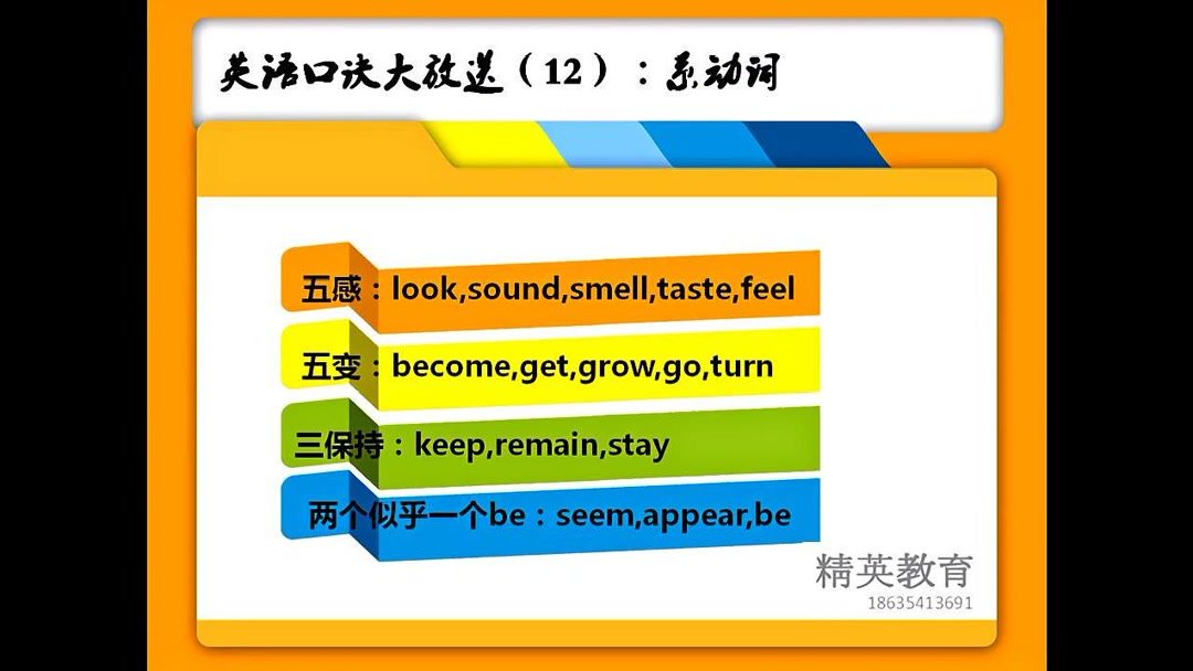 英语口诀十二弹:系动词!