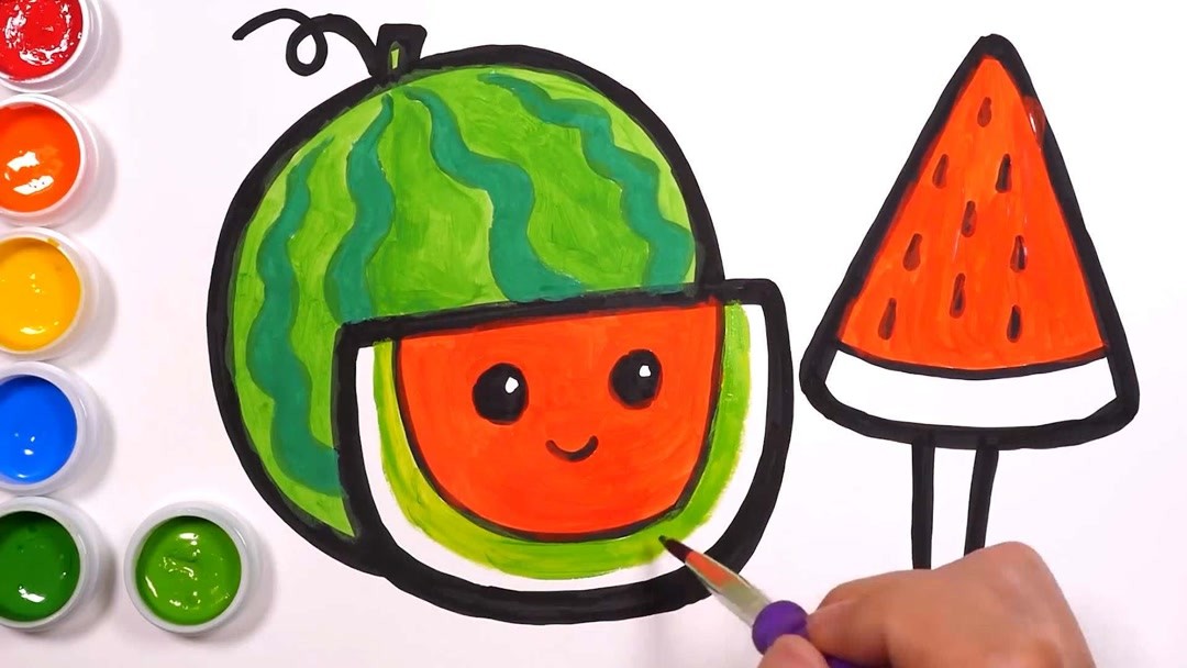 【简笔画】简笔画水果合集|教你如何画西瓜、杨桃和猕猴桃|儿童