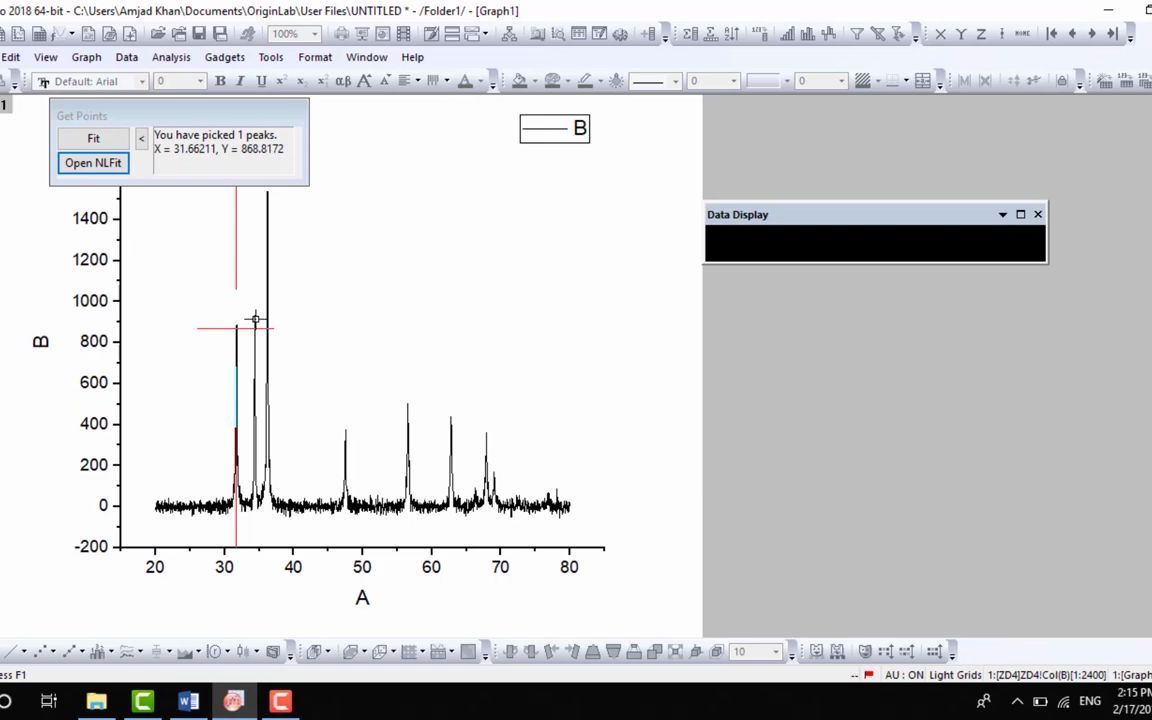 Origin分析XRD数据-如何获取FWHM值