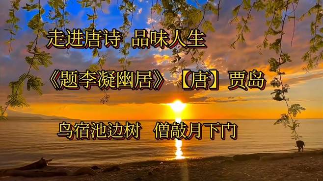 解析贾岛的《题李凝幽居》:鸟宿池边树,僧敲月下门。学生背唐诗
