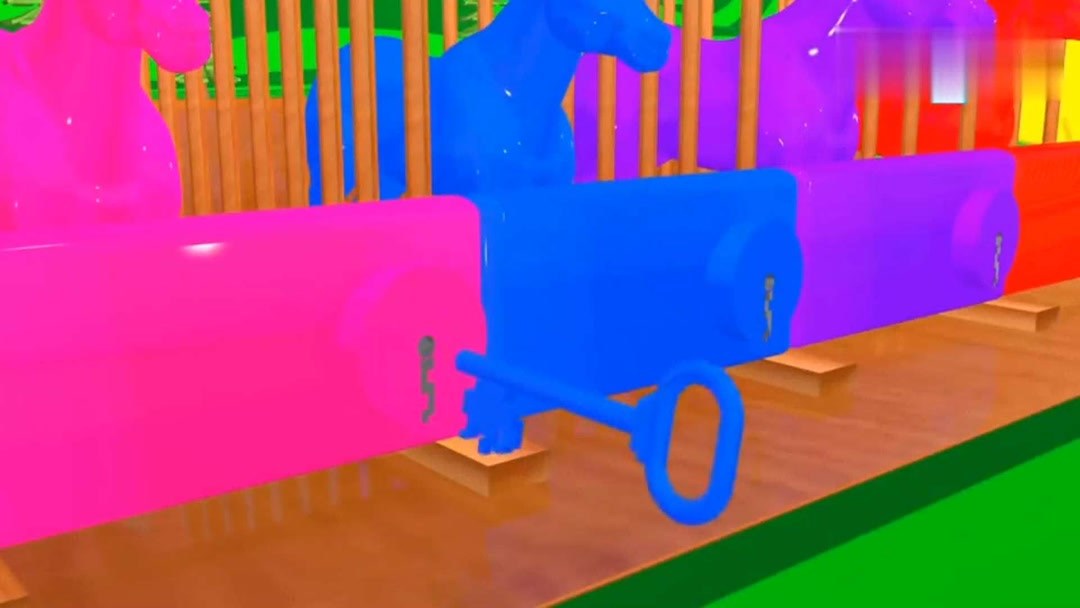 亲子早教益智动画,3D打开彩色车库门里面藏着足球和牛狗猫马