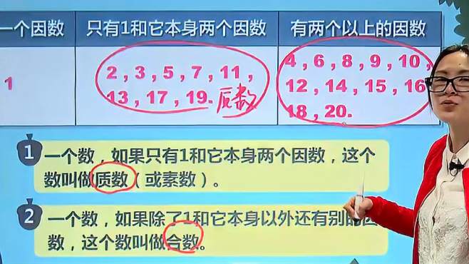 五年级数学下册第6课质数和合数1
