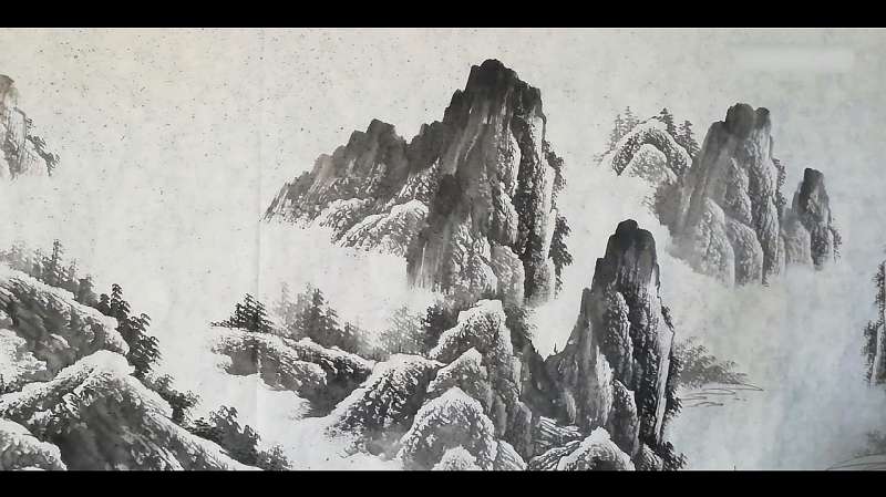 翼飞书画:破墨法和点苔的运用,增加画面层次