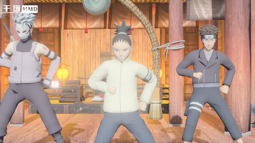 暗部卡卡西带着面具跳舞,动作熟练,握刀的姿势很帅