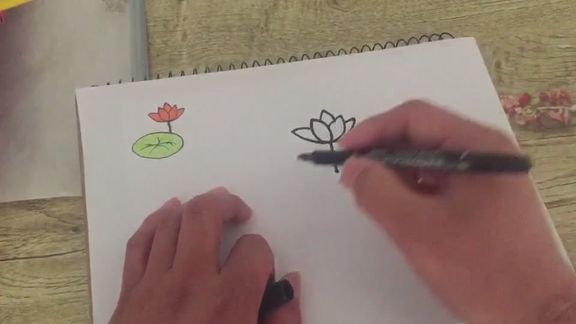 简笔画荷花画法分享,有口诀画画就会很简单!
