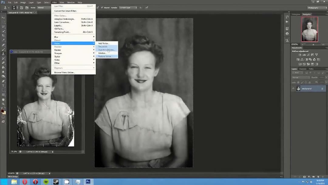 一张50年前的泛黄老照片,看PS大神如何修复,技术牛到家了