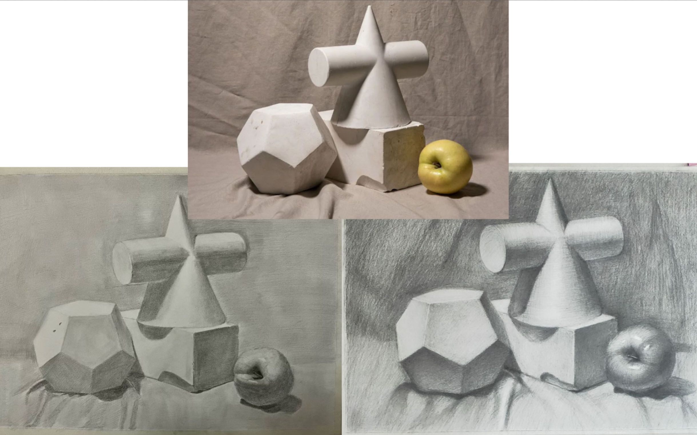 【茄子素描】怎样解决调子糊、越画越乱? --周绘活动100期-点评改画...