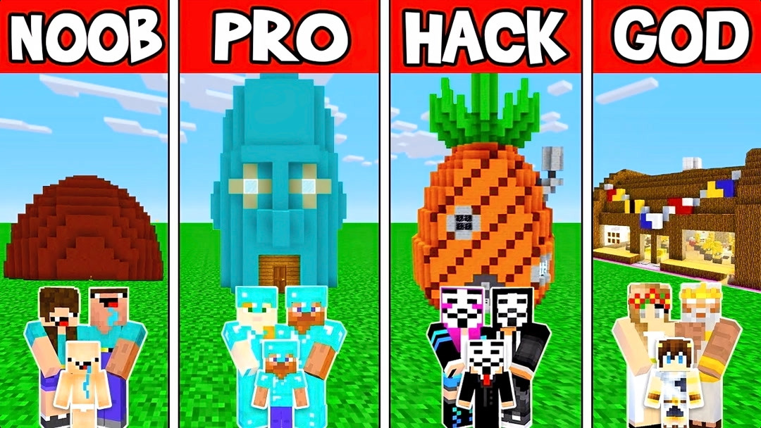 我的世界MC动画:海绵宝宝家庭挑战赛