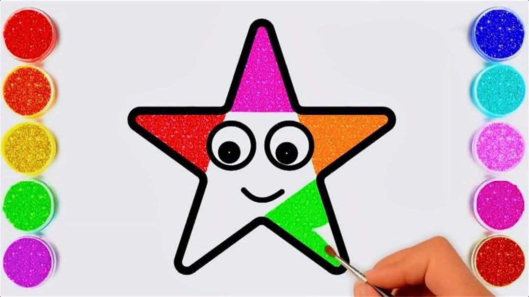 简笔画:教你画有眼睛的五角星并且涂上漂亮的颜色