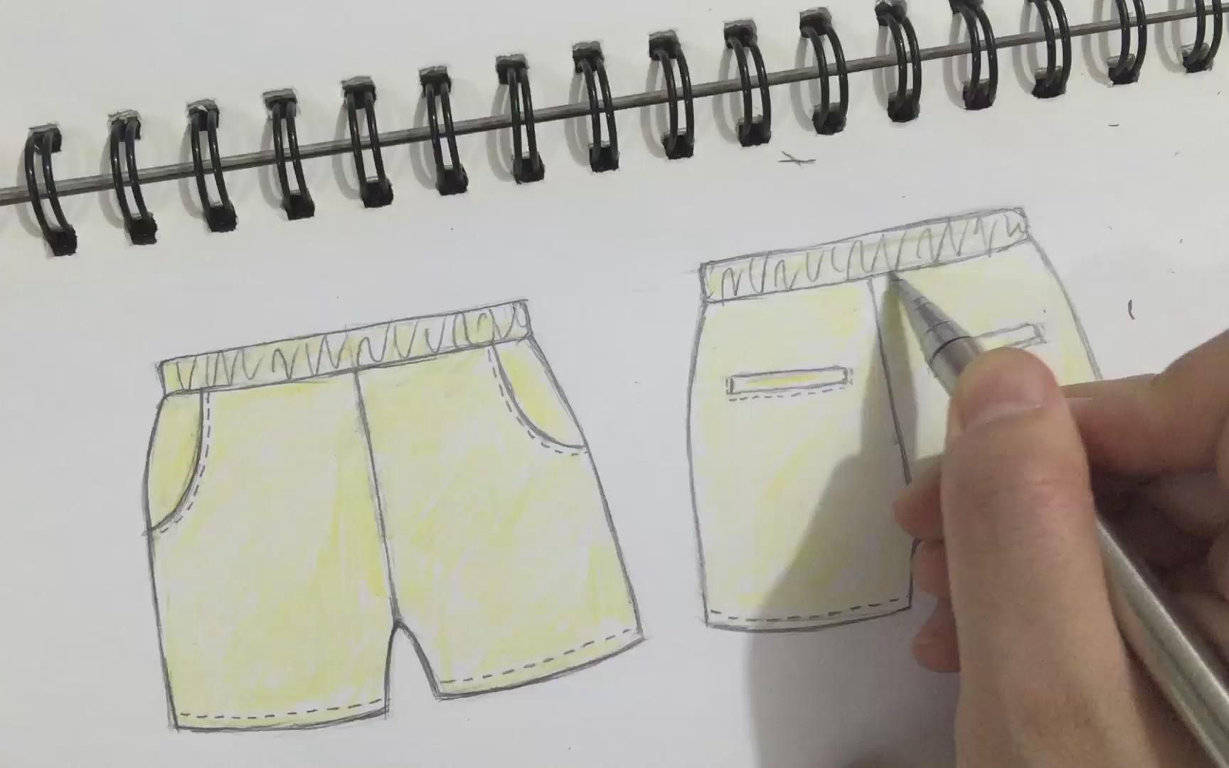 【时光布语】男童百搭短裤设计篇:手绘简单的服装设计稿