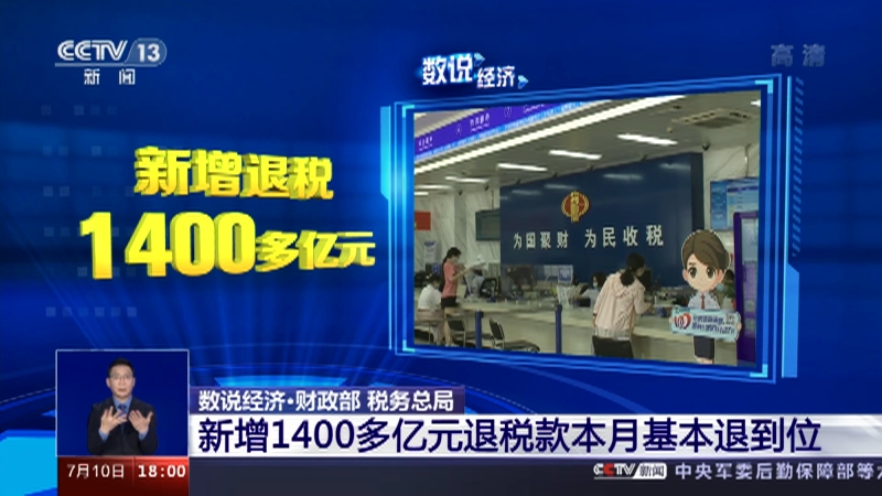 [共同关注]数说经济·财政部 税务总局 新增1400多亿元退税款本月...