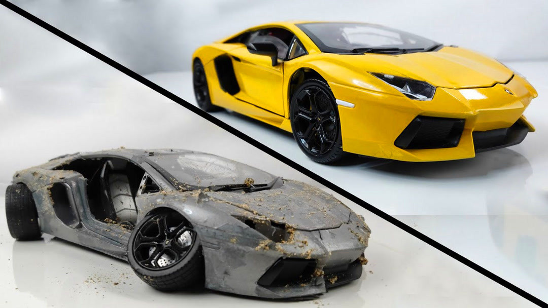 修复废弃的兰博基尼-旧的超级跑车Aventador模型汽车