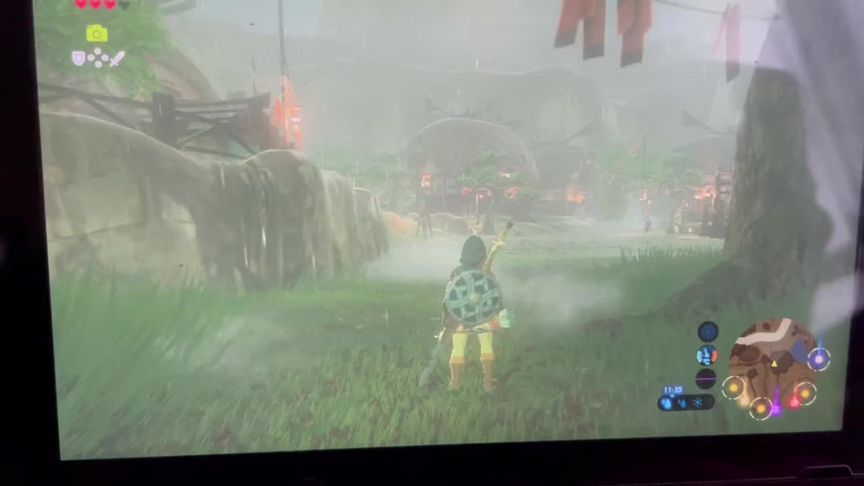 #塞尔达传说荒野之息 人马打了个把小时打不过,只能来新手村抓鸡