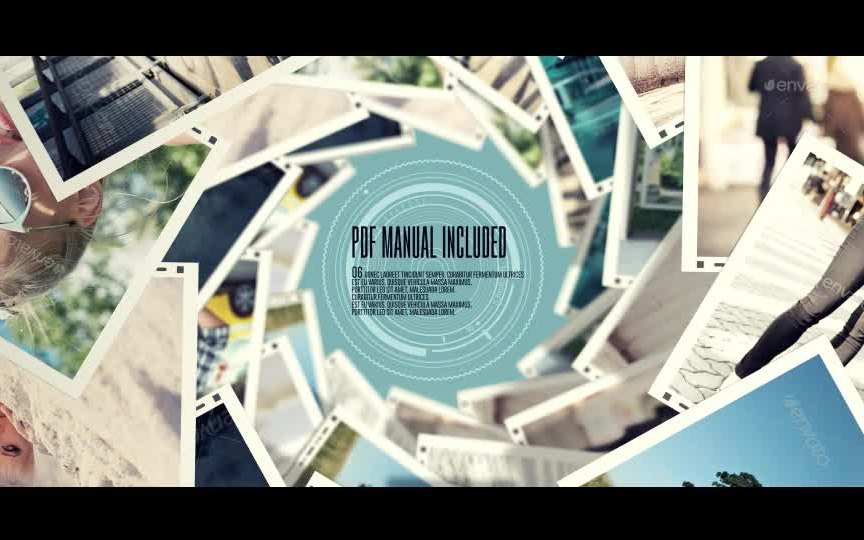 AE模板-摄影作品展示多照片排列效果照片漩涡效果的摄影宣传片视频...