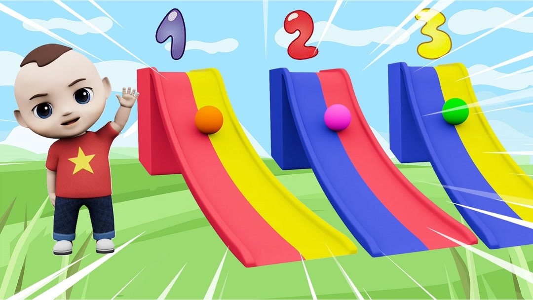 小球滑滑梯,认识颜色早教动画