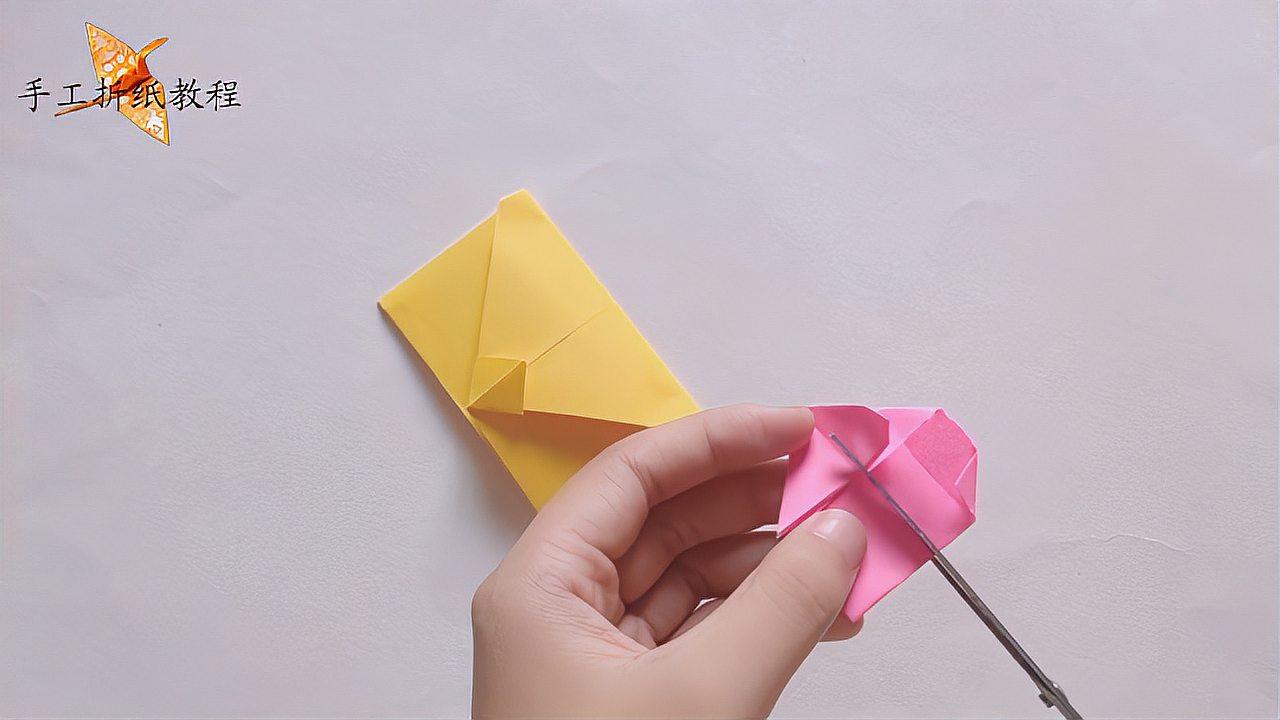 手工折纸,非常简单漂亮的爱心信封折纸,一分钟就能学会