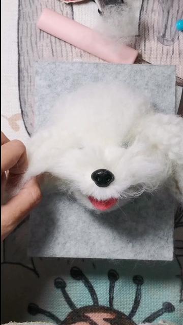 第二件作品、羊毛毡比熊狗狗2019.11.23羊毛毡,手工