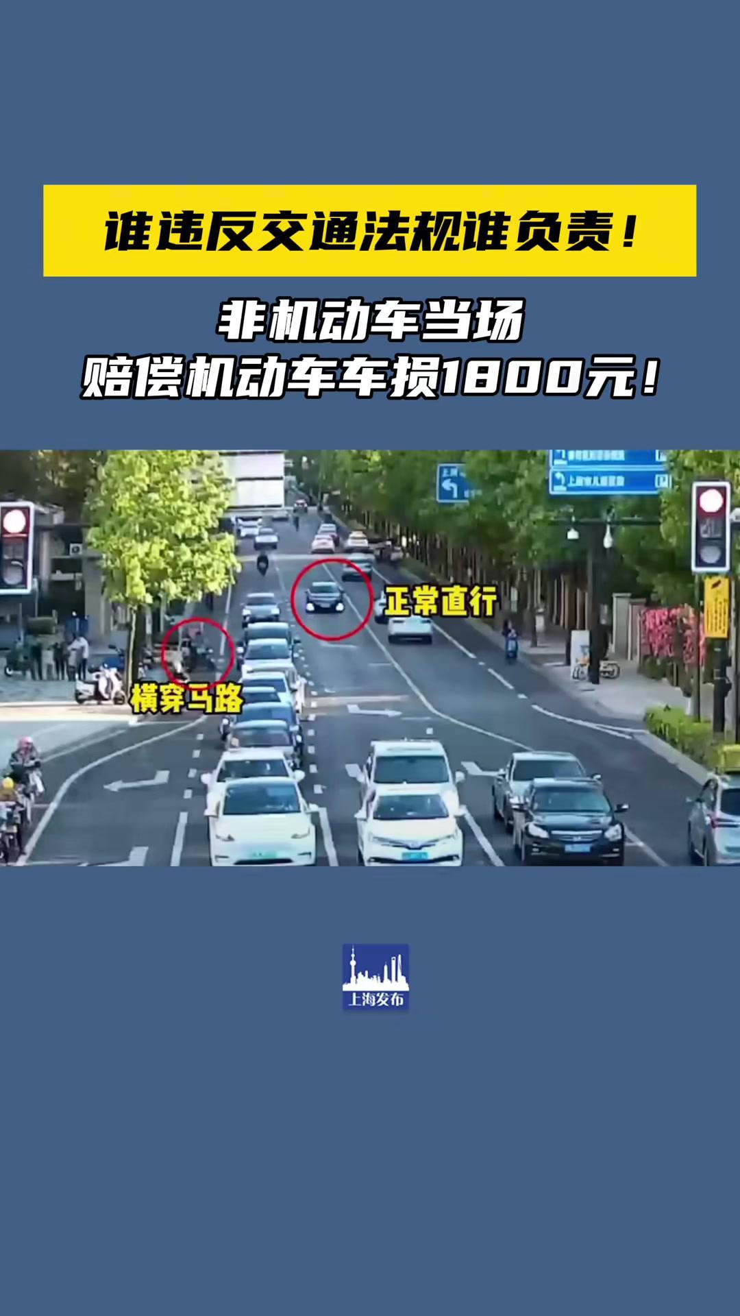 是非分明,非机动车当场赔偿机动车车损1800元。(供稿:市公安局交警...