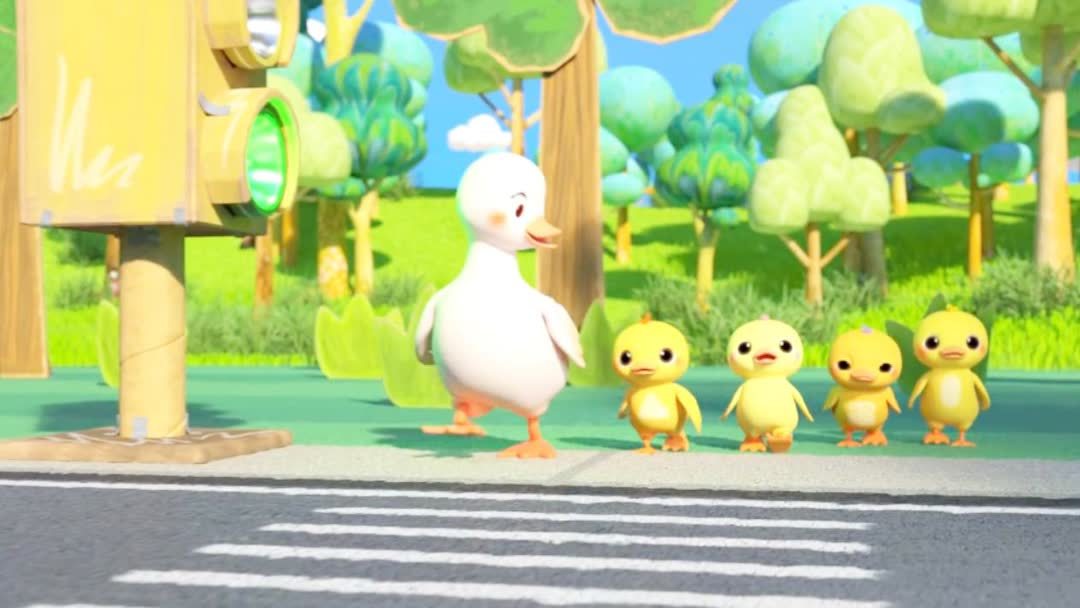 幼儿益智动漫:鸭宝宝要过马路,一定要遵守交通规则,注意车辆