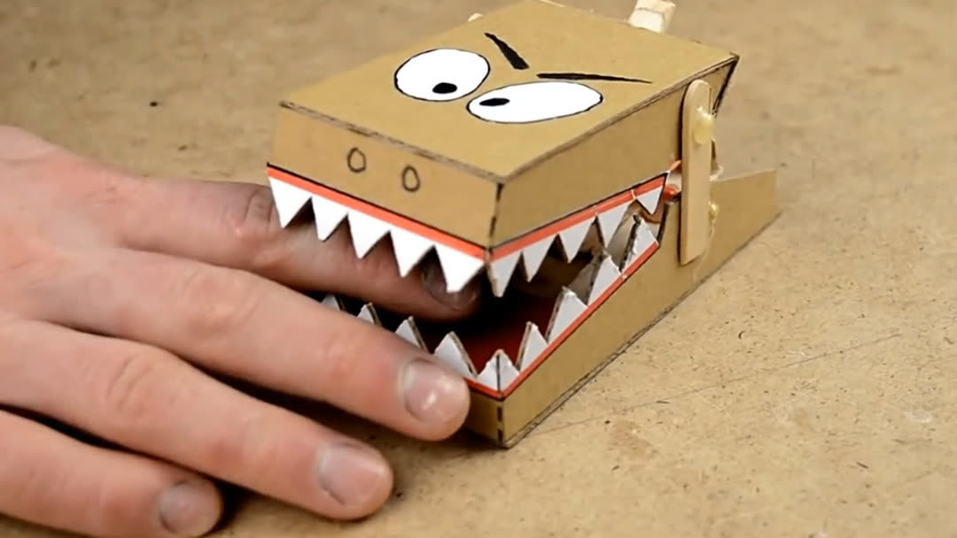 小伙脑洞大开,用纸板自制简易捕鼠器,让老鼠有来无回