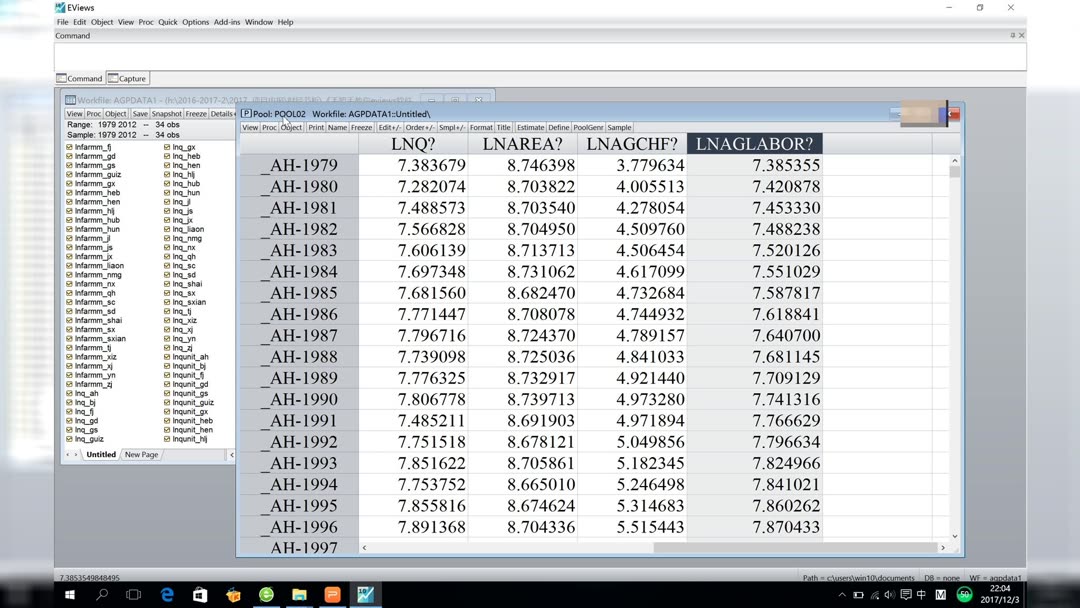 混合pooled面板数据模型02《面板数据分析EViews软件操作教程与案