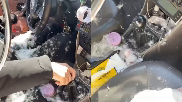 女子羽绒服突然炸裂,司机被崩一身毛:回家怎么跟老婆解释!