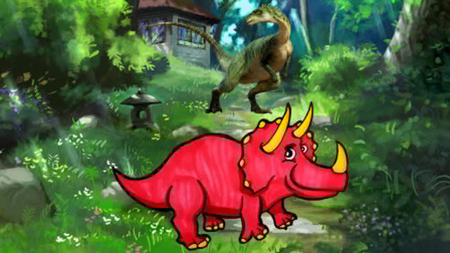 恐龙简笔画,威武霸气的尖角龙!